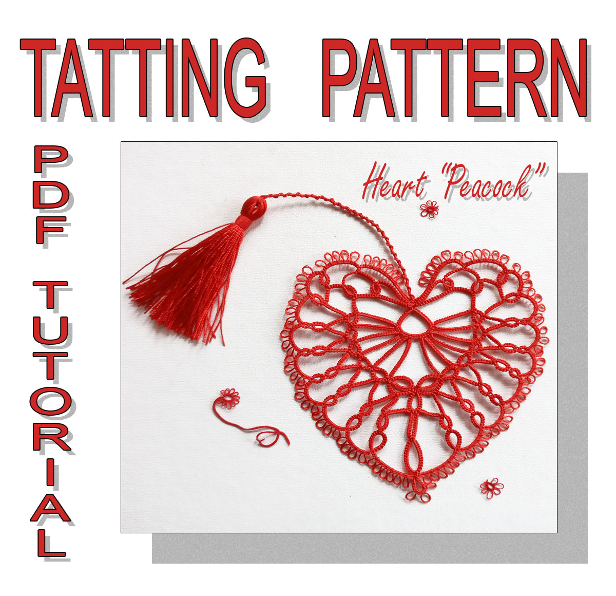 Heart Peacock tatting pattern - FairyLace - tatting pattern heart