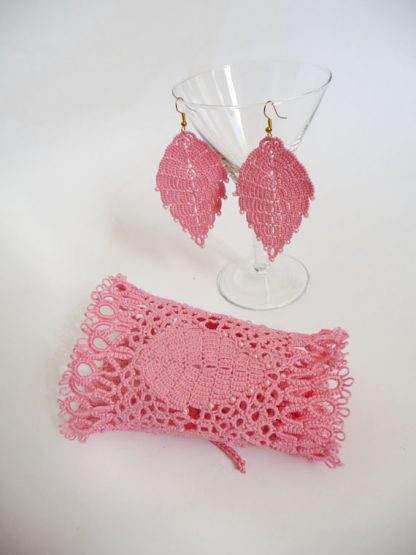 Pink jewelry set Morning Dew - FairyLace - handmade jewelry set