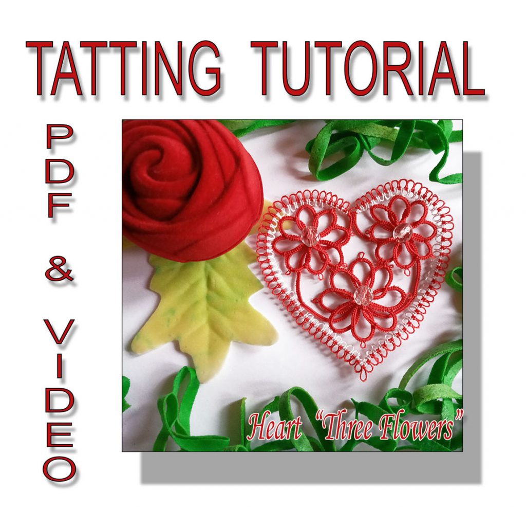 Pattern Heart Three Flowers - FairyLace - PDF & video tutorial for heart