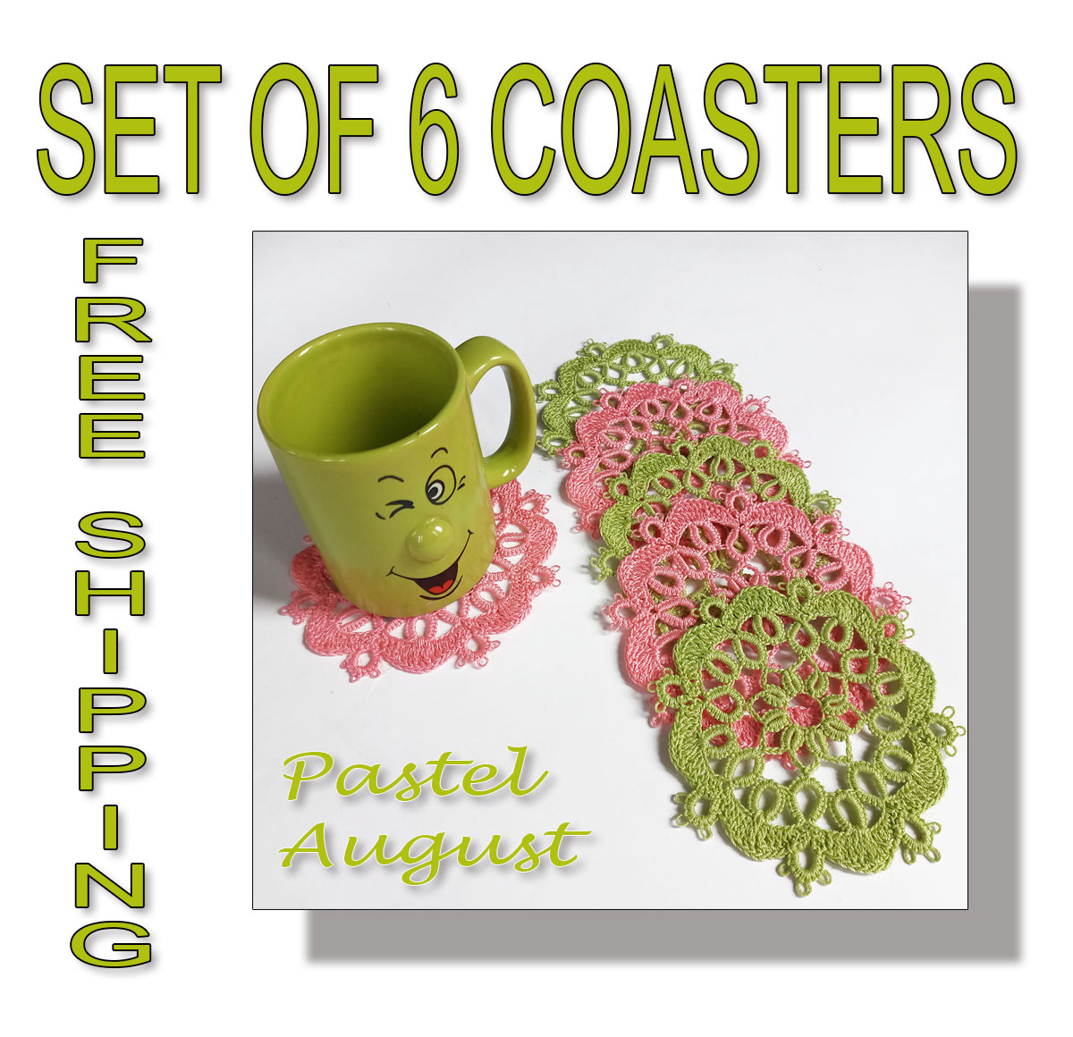 Six coasters Pastel August - FairyLace - lace coasters cro-tatting ...