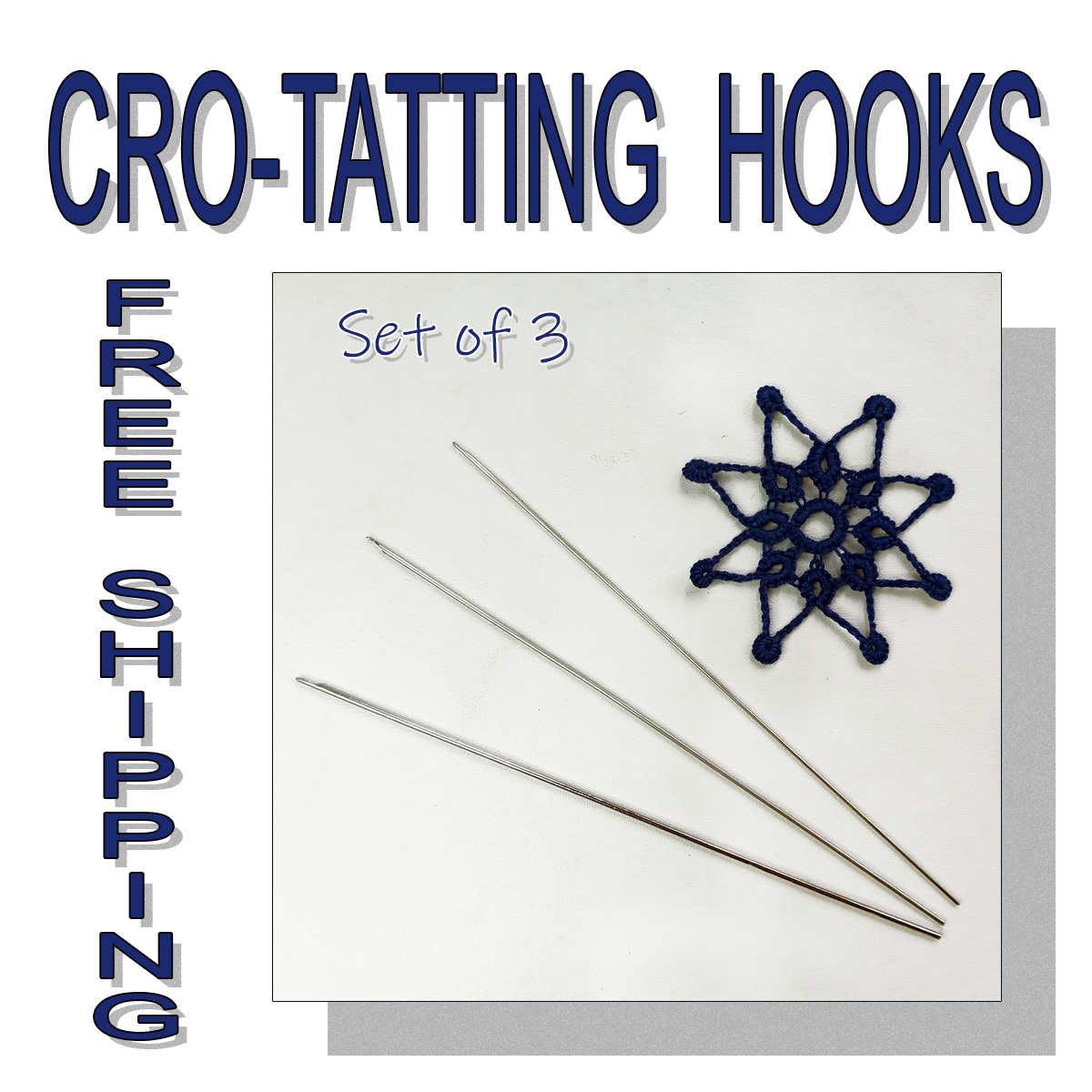 Set of 3 cro-tatting hooks - FairyLace