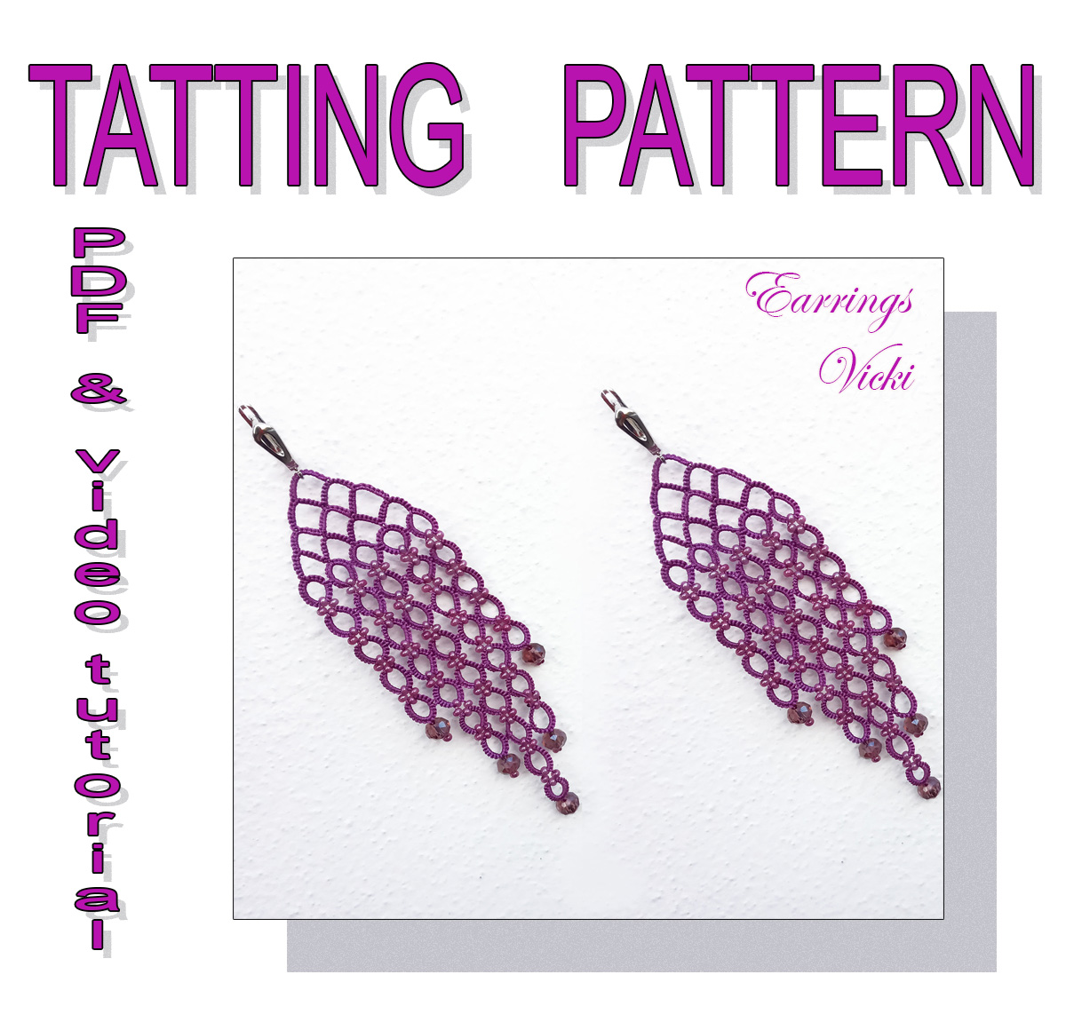 Earrings Vicki tatting pattern - FairyLace - lace earrings